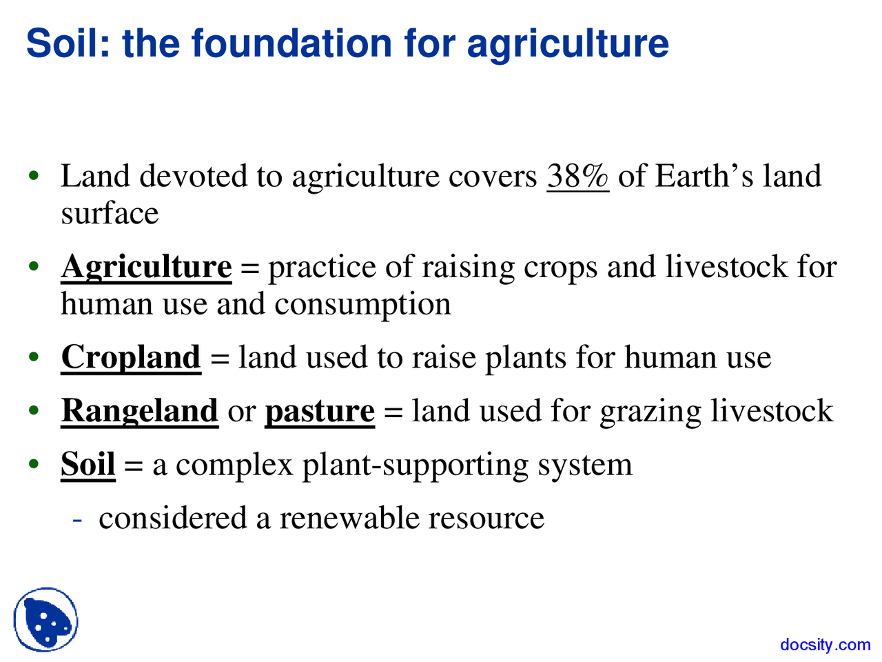 Foundation for Agriculture - Environmental Sciences - Lecture Slides - Docsity