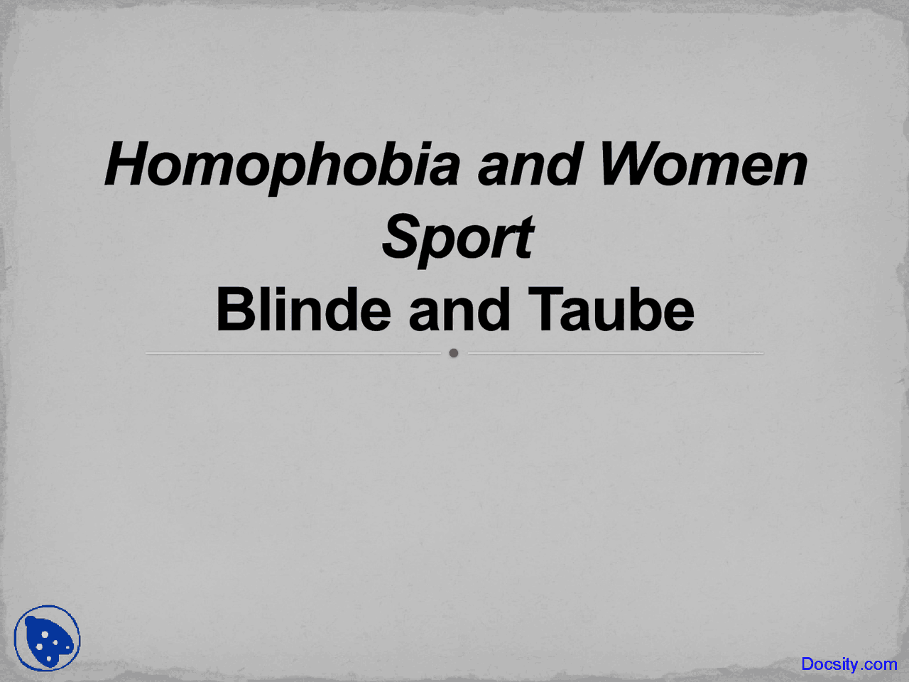 Homophobia And Women Sport Deviance Lecture Slides Docsity