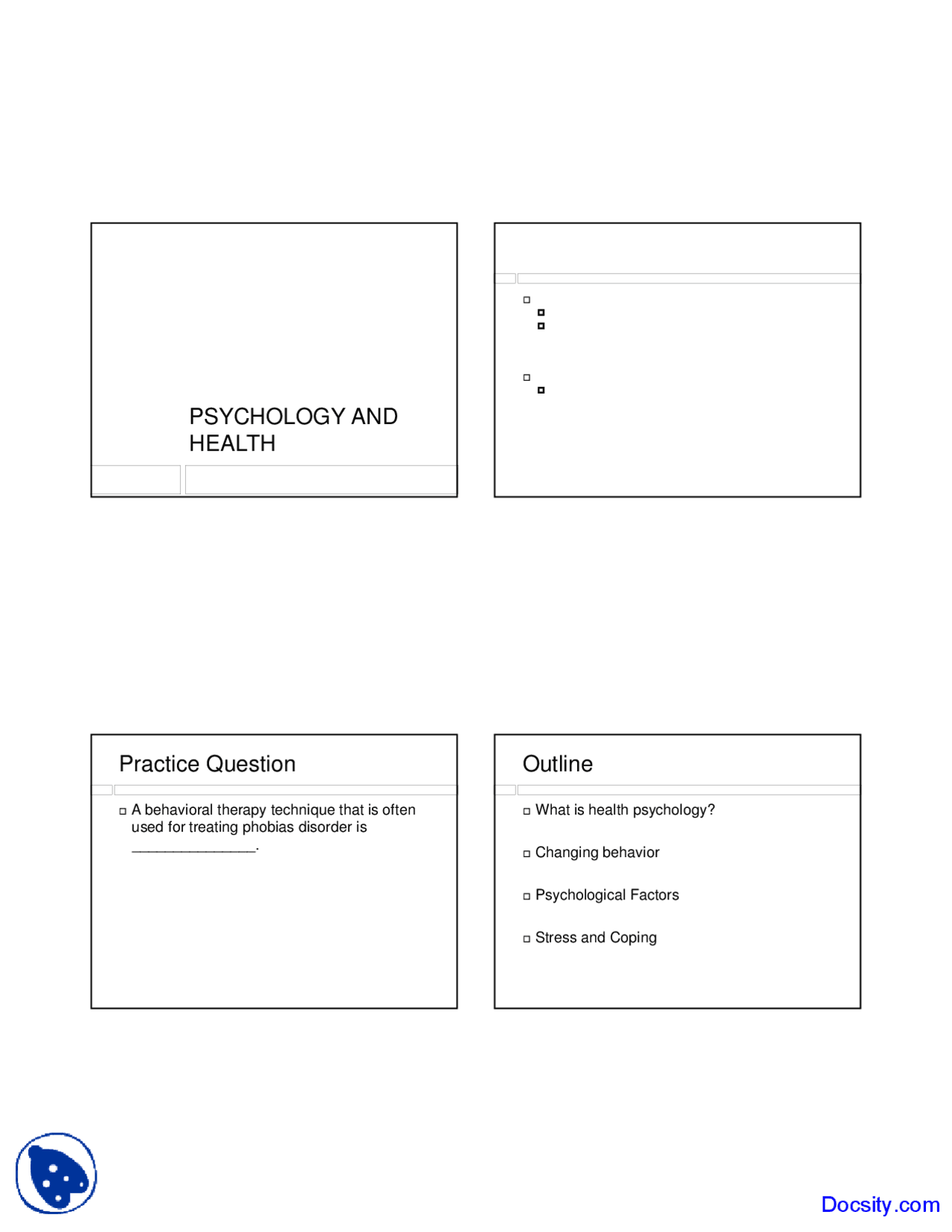 Psychology And Health Basic Psychology Lecture Slides Docsity