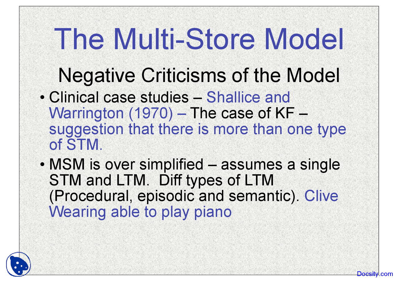 Multi Store Model - Research Methods in Psychology - Lecture Slides ...