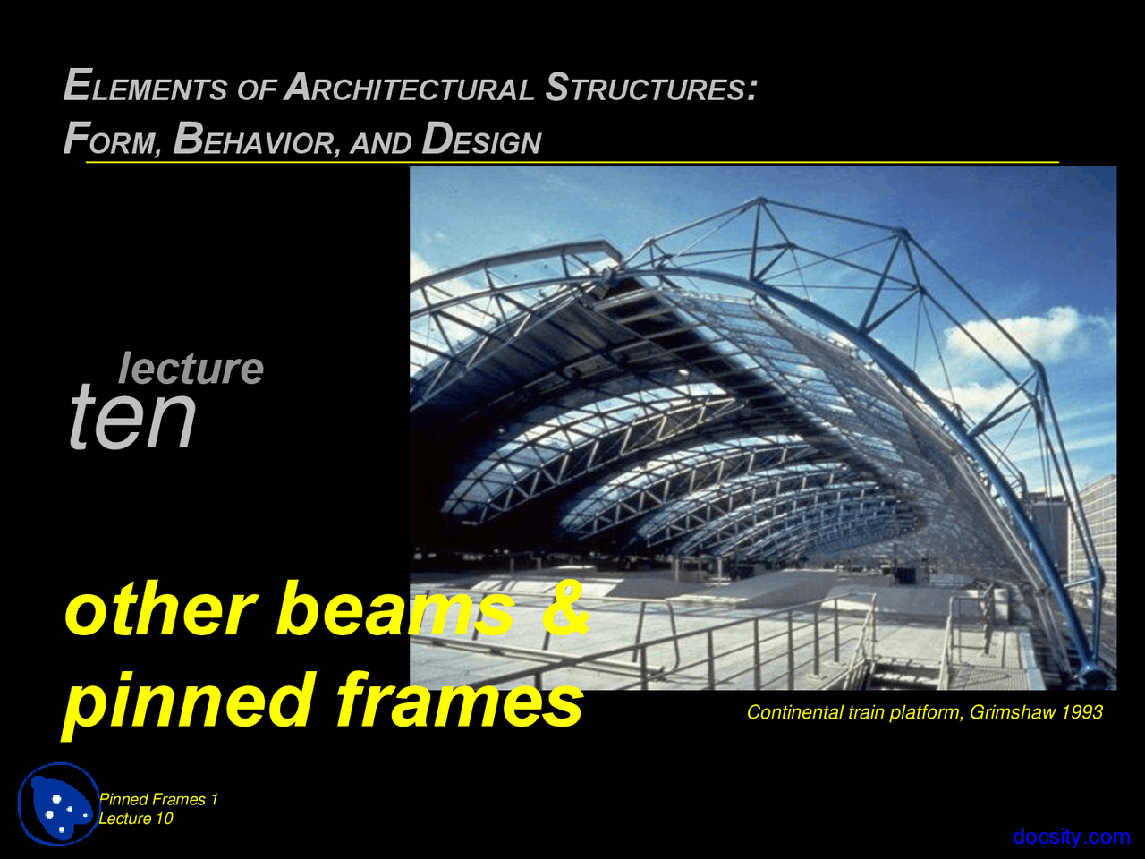 Pinned Frames Elements Of Architectural Structures Lecture Slides