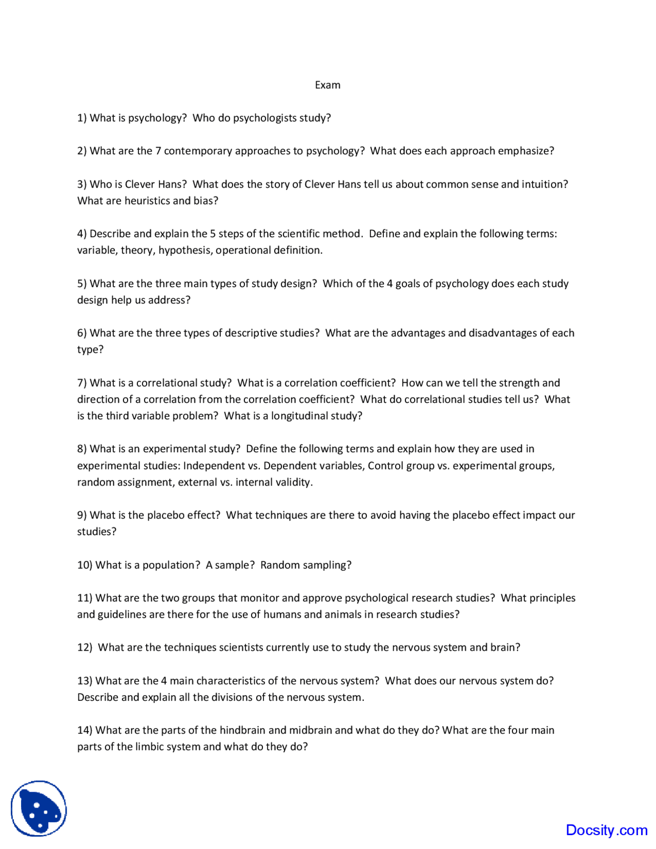 Story of Clever Hans - Basic Psychology - Exam | Exams Introduction to ...