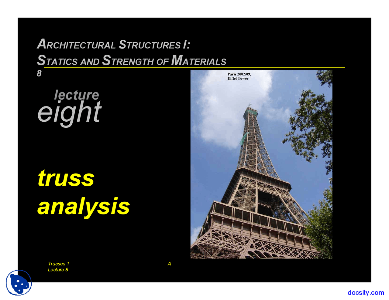 Truss Analysis Architectural Structures Lecture Slides Docsity