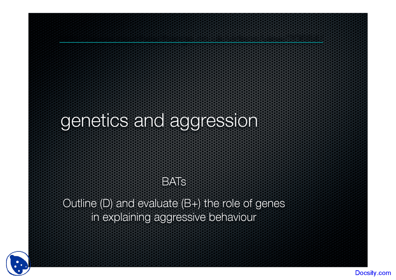 Genetics And Aggression Cognitive Developmental Psychology Lecture