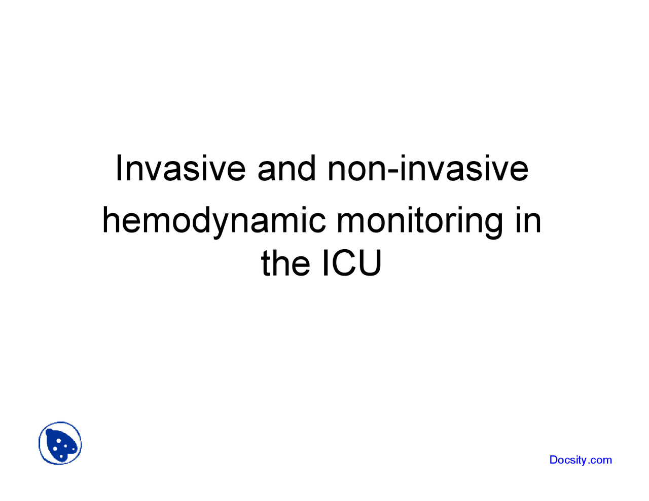 Hemodynamic Monitoring Pulmonary Medicine Lecture Slides Docsity