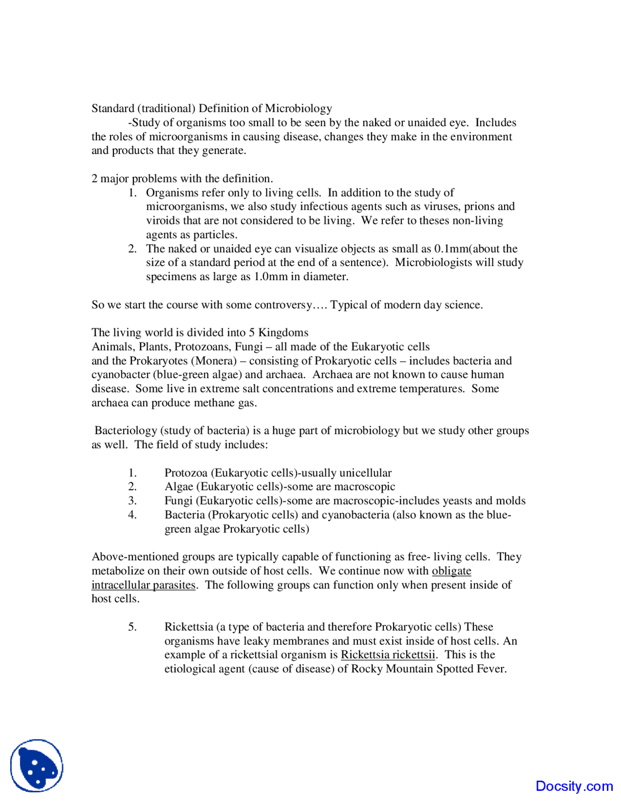 Standard Definition of Microbiology - Fundamentals of Microbiology ...