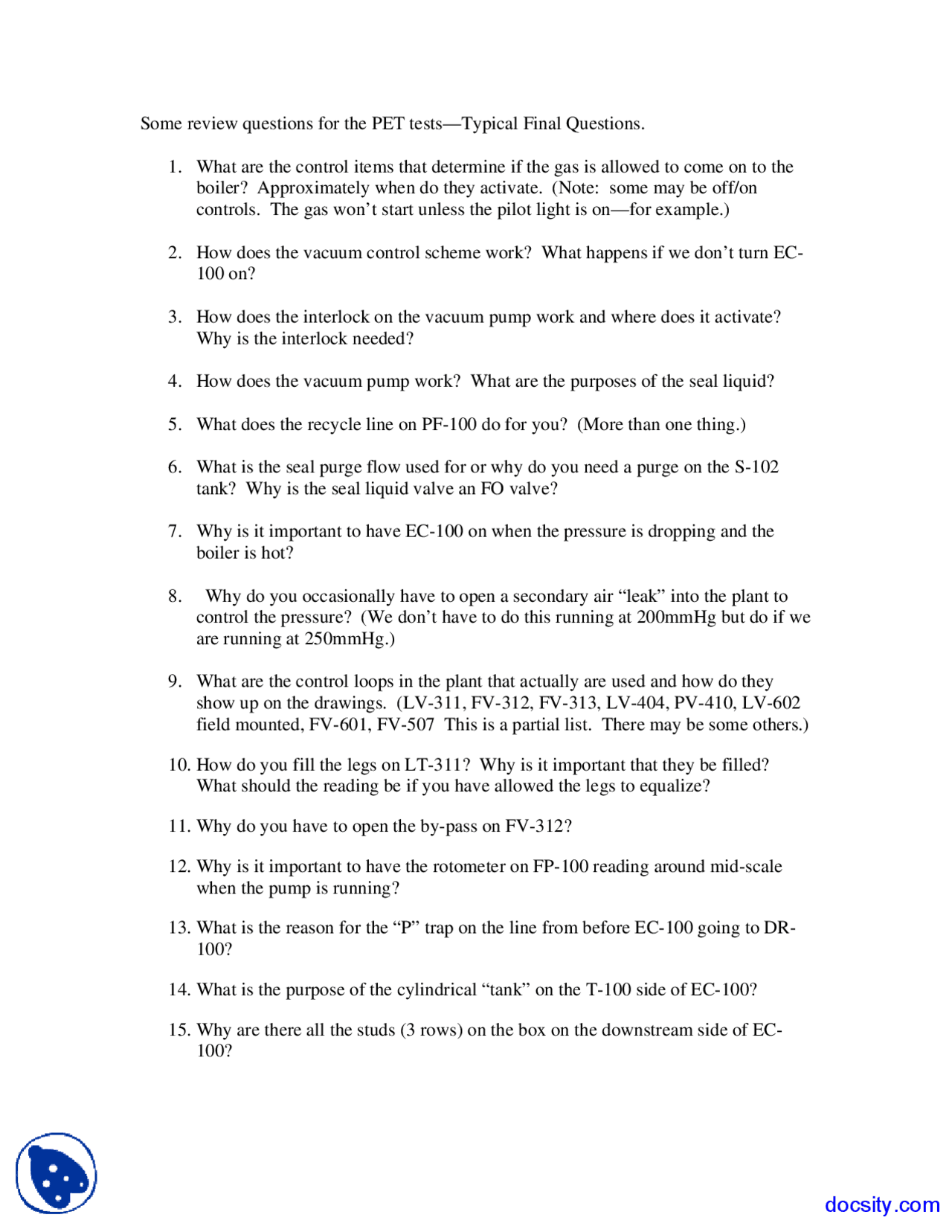 Vacuum Control English Lecture Notes Docsity
