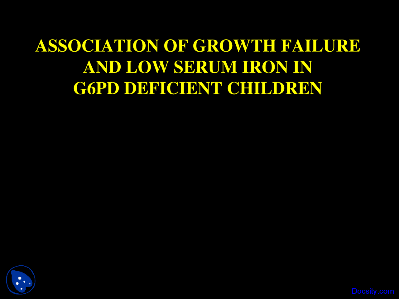 Low Serum Iron Paediatrics Lecture Slides Docsity