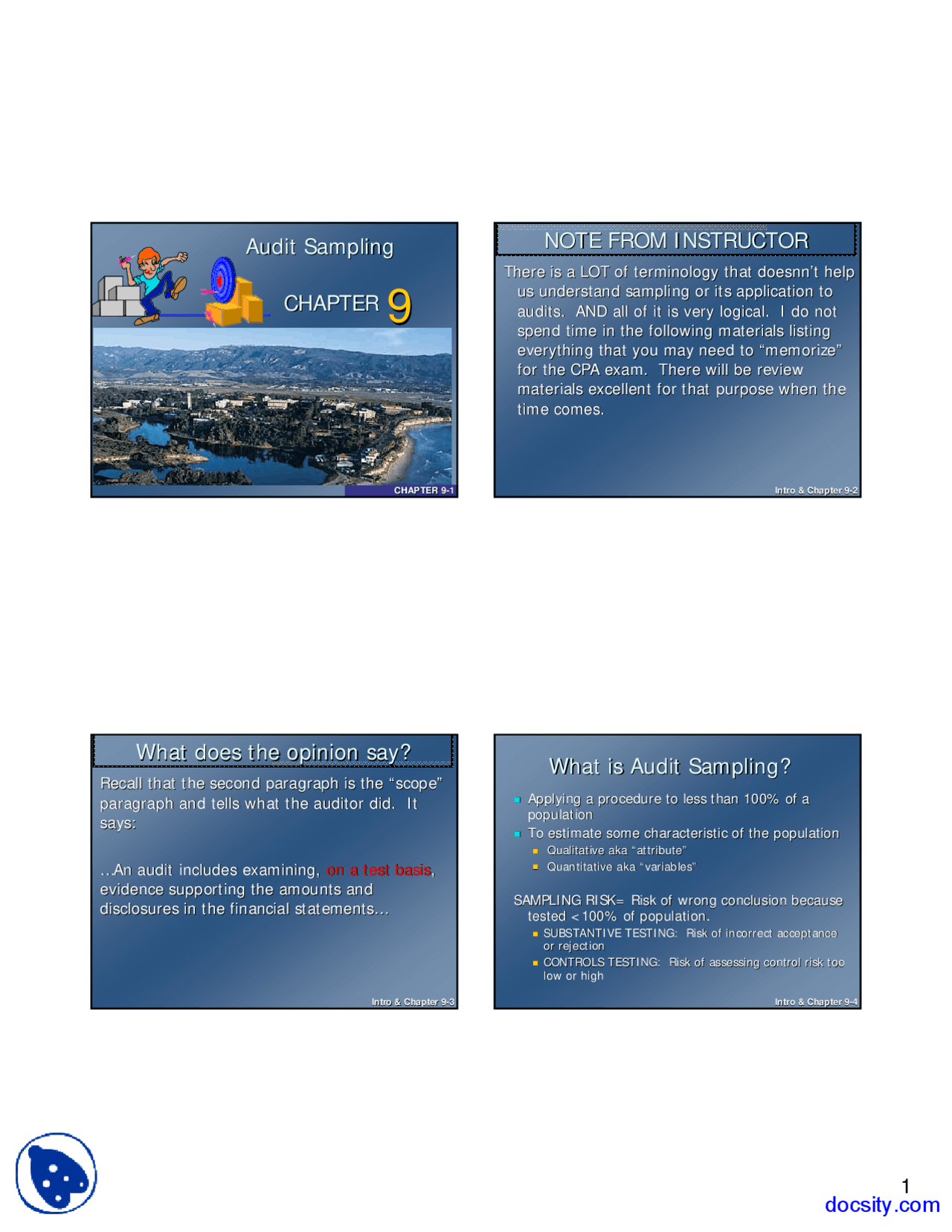 Audit Sampling Principles Of Auditing Lecture Slides Docsity
