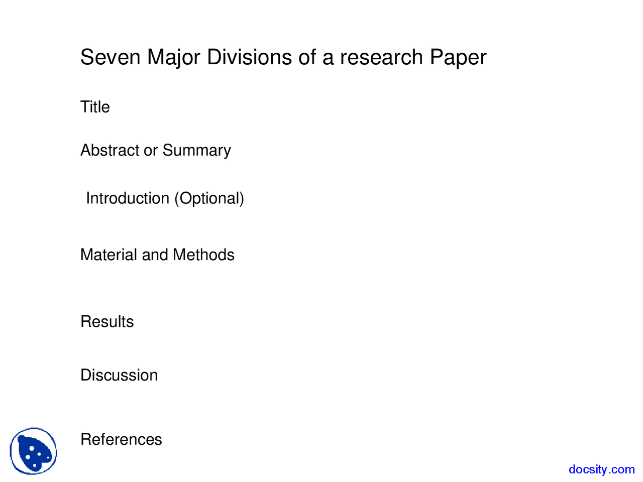 Basis Of A Publication Major Divisions Nutrition Lecture Slides