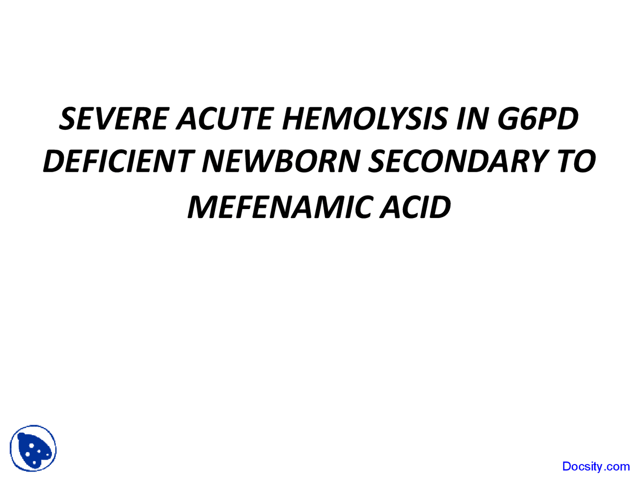 Mefenamic Acid Paediatrics Lecture Slides Docsity