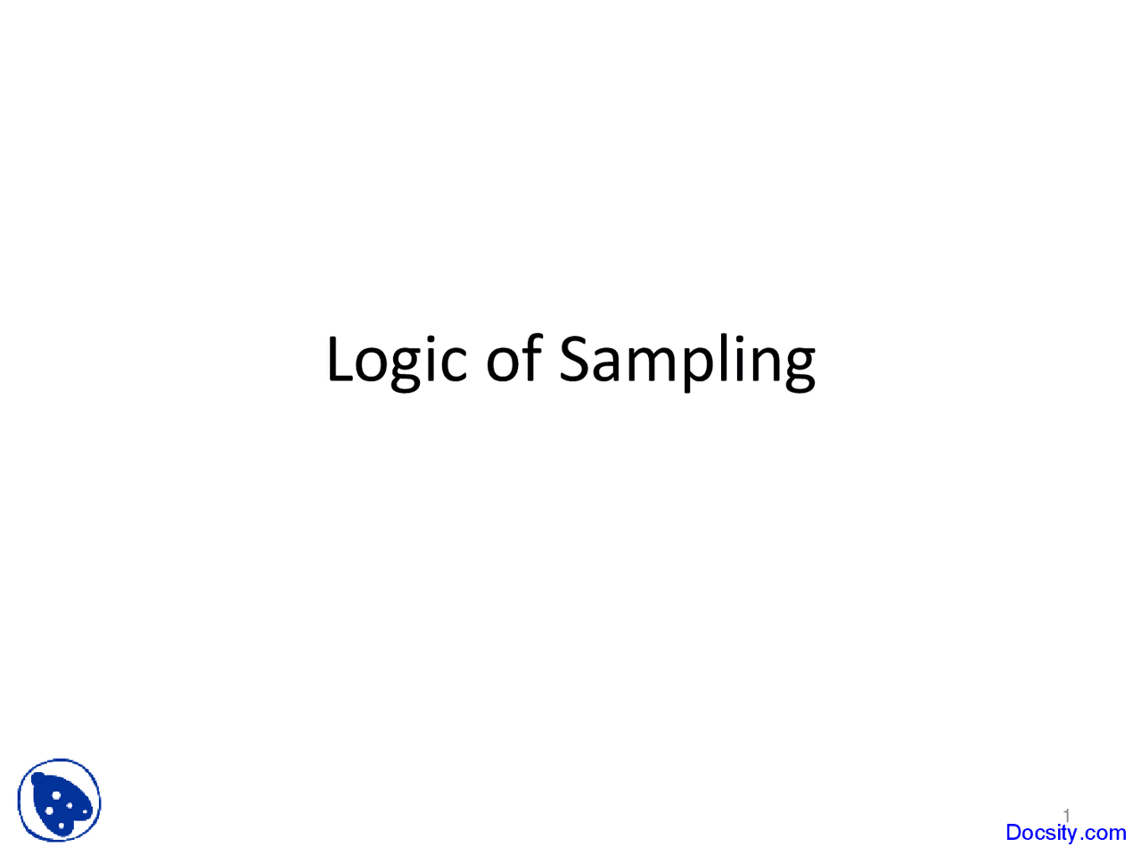 Logic Of Sampling Sociological Analysis Lecture Slides Docsity