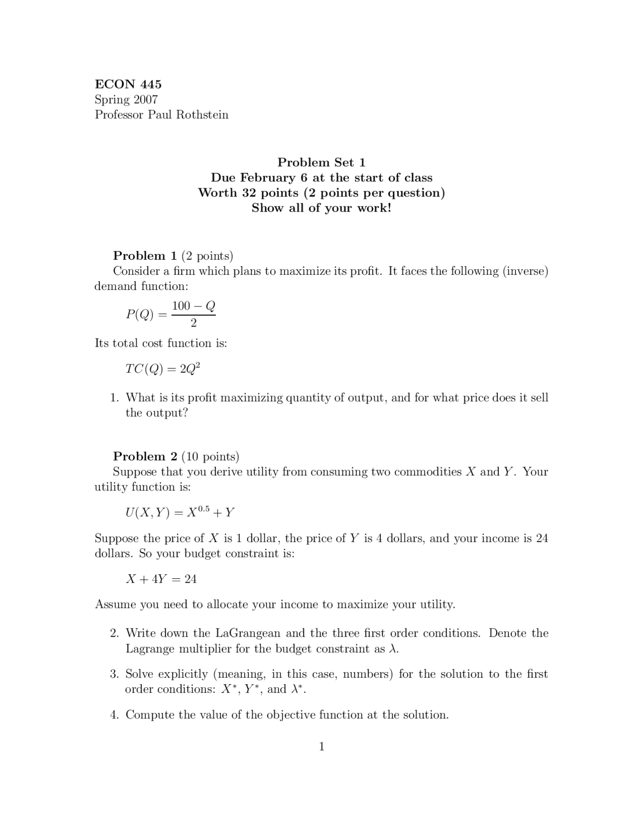 Demand Function Public Finance Problems Docsity