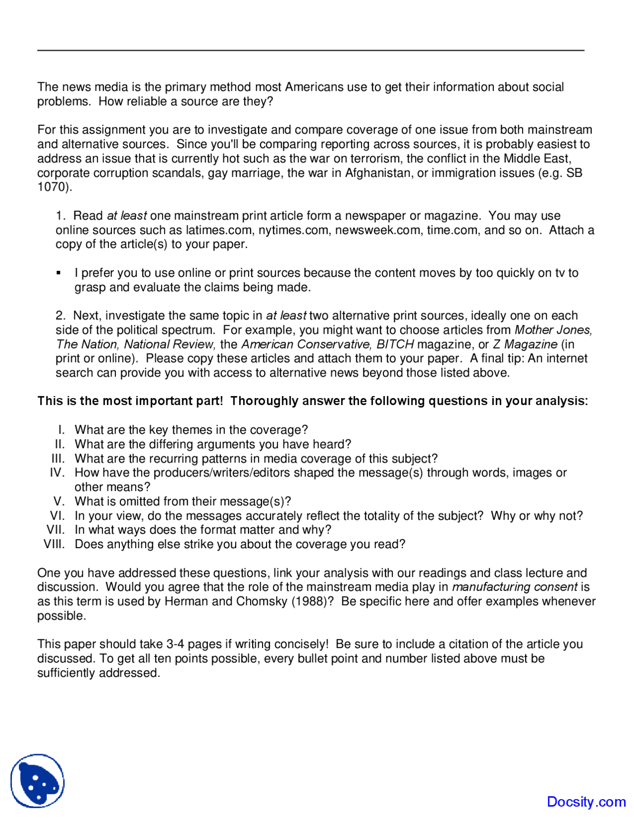Media Analysis Social Problems Assingment Exercises Sociology