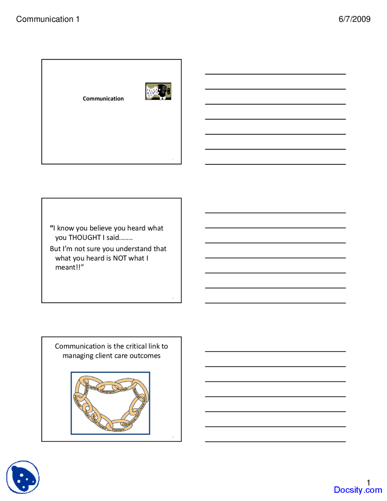 Communication Nursing Lecture Slides Docsity