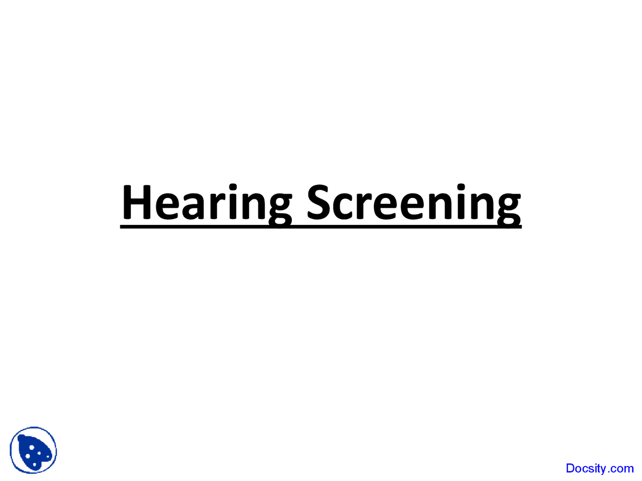 Hearing Screening Paediatrics Lecture Slides Docsity