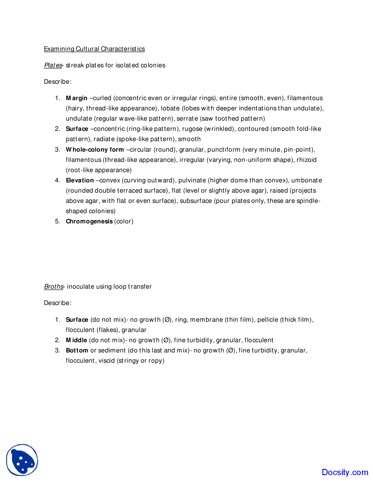 Examining Cultural Characteristics - Fundamentals of Microbiology ...