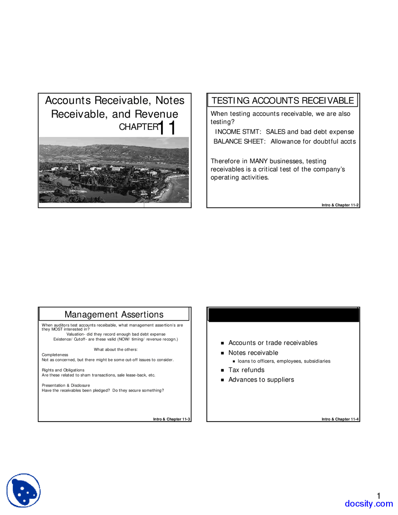 Accounts Receivable Principles Of Auditing Lecture Slides Docsity