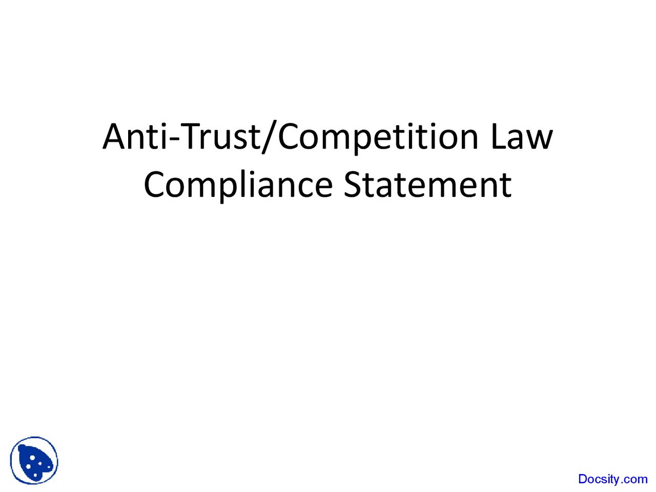Competition Law Compliance Statement - Competition Law - Lecture Slides - Docsity