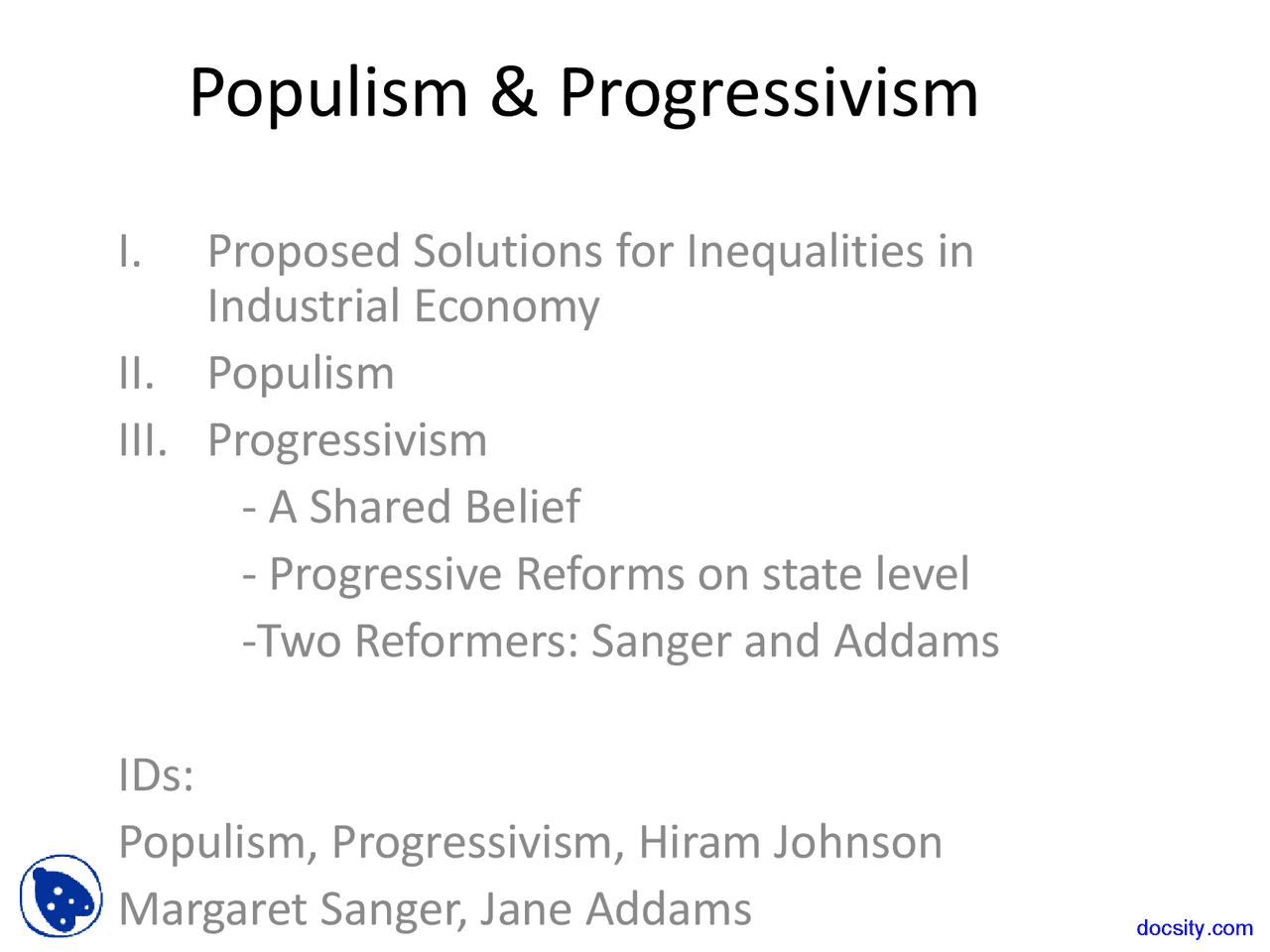 Populism and Progressivism - History of United States - Lecture Slides ...