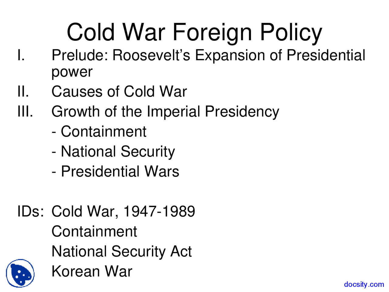 Cold War Foreign Policy - History of United States - Lecture Slides ...