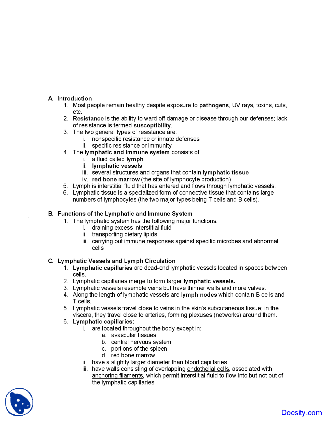 Lymphatic System - Human Anatomy - Lecture Notes | Study notes Anatomy ...