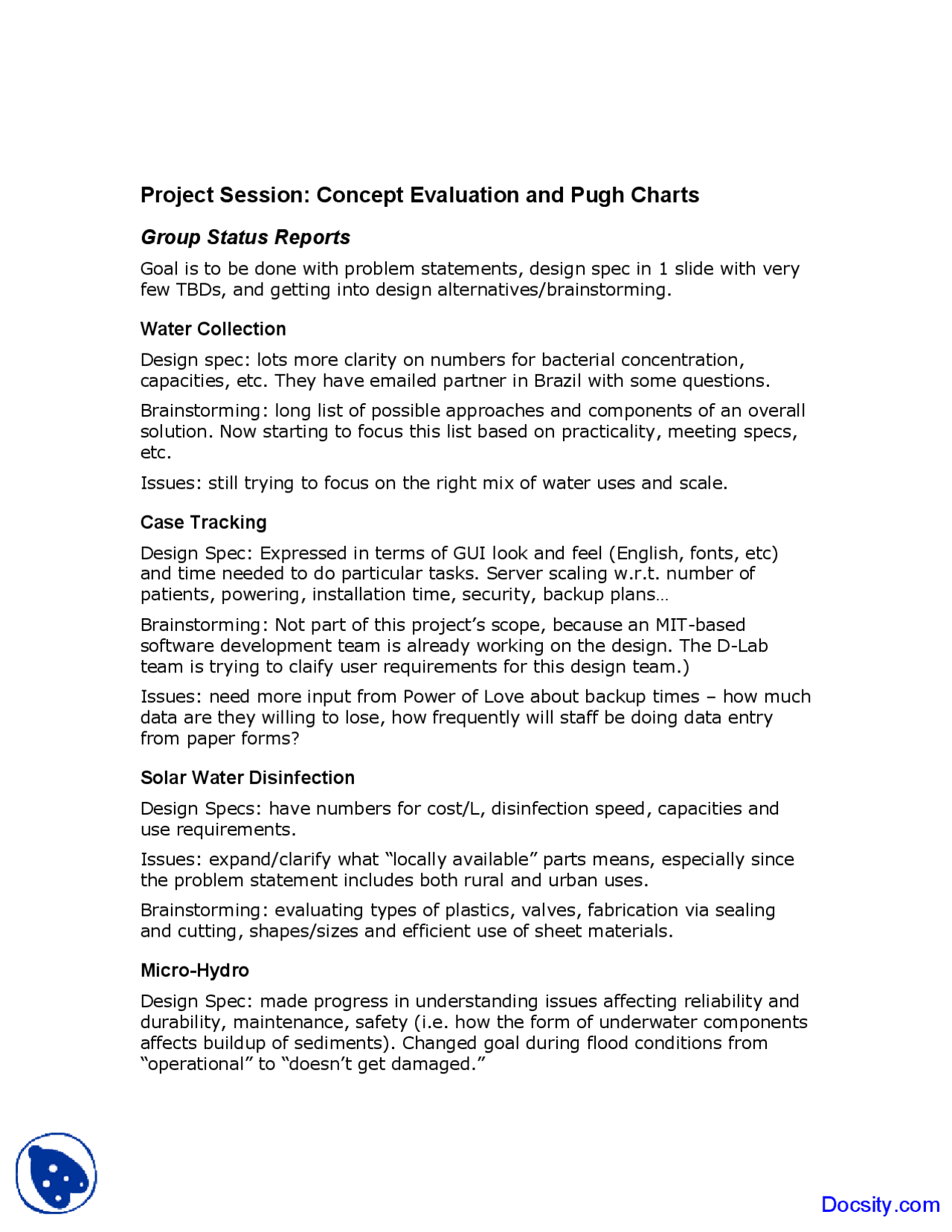 Project Session Design And Dissemination Lecture Notes Docsity
