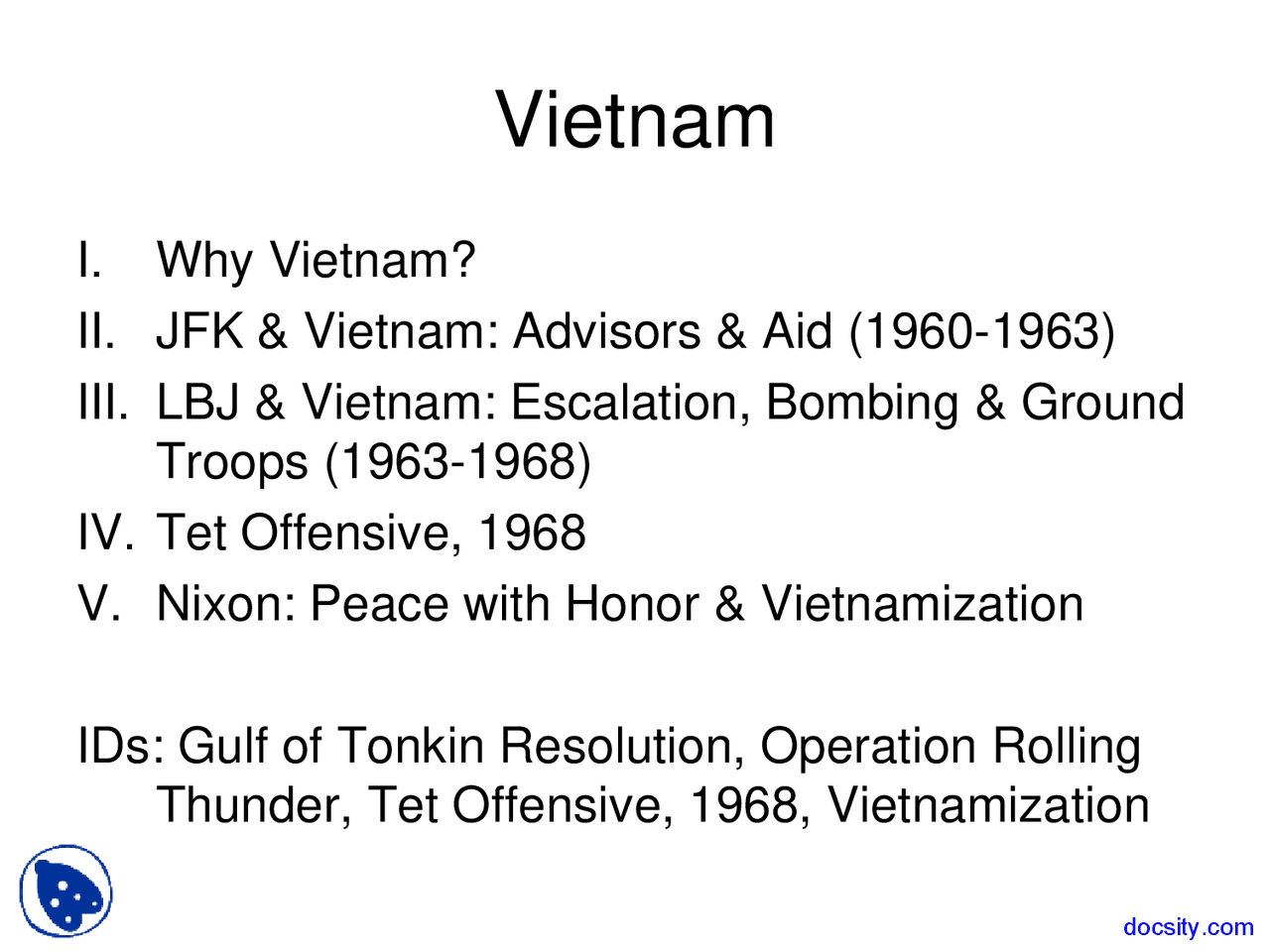 Vietnam - History of United States - Lecture Slides - Docsity