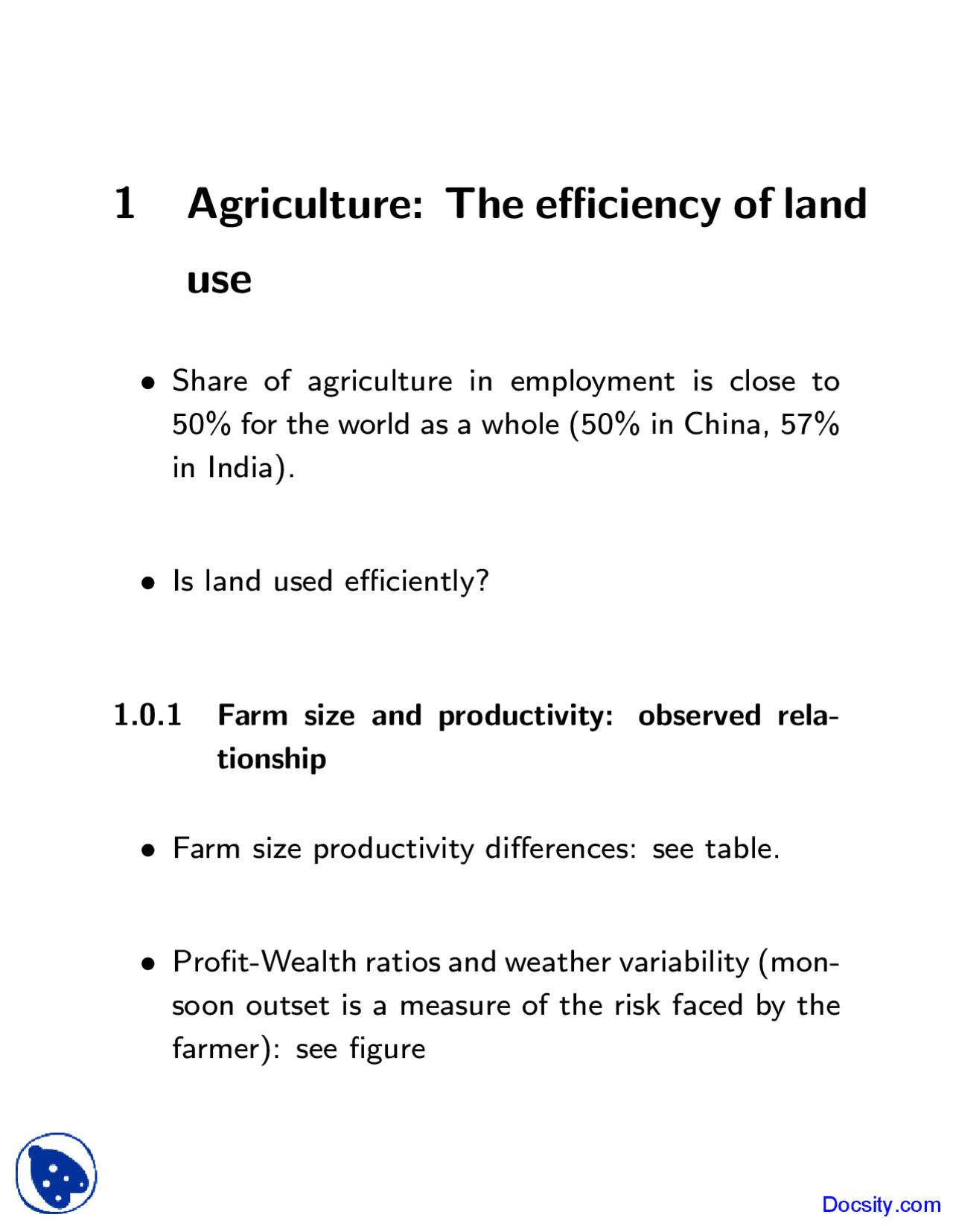 Efficiency of Land Use - Microeconomic Issues and Policy Models ...