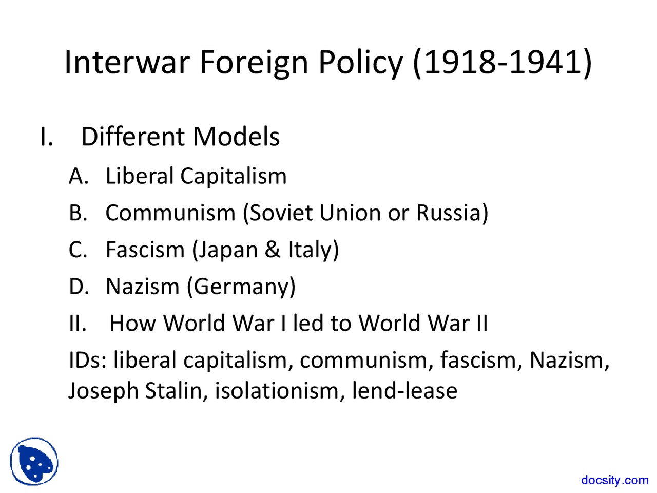 Interwar Foreign Policy - History of United States - Lecture Slides ...