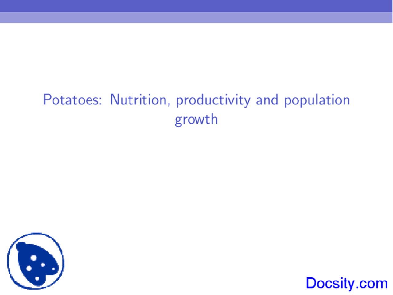 Potatoes Challenge Of World Poverty Lecture Slides Docsity
