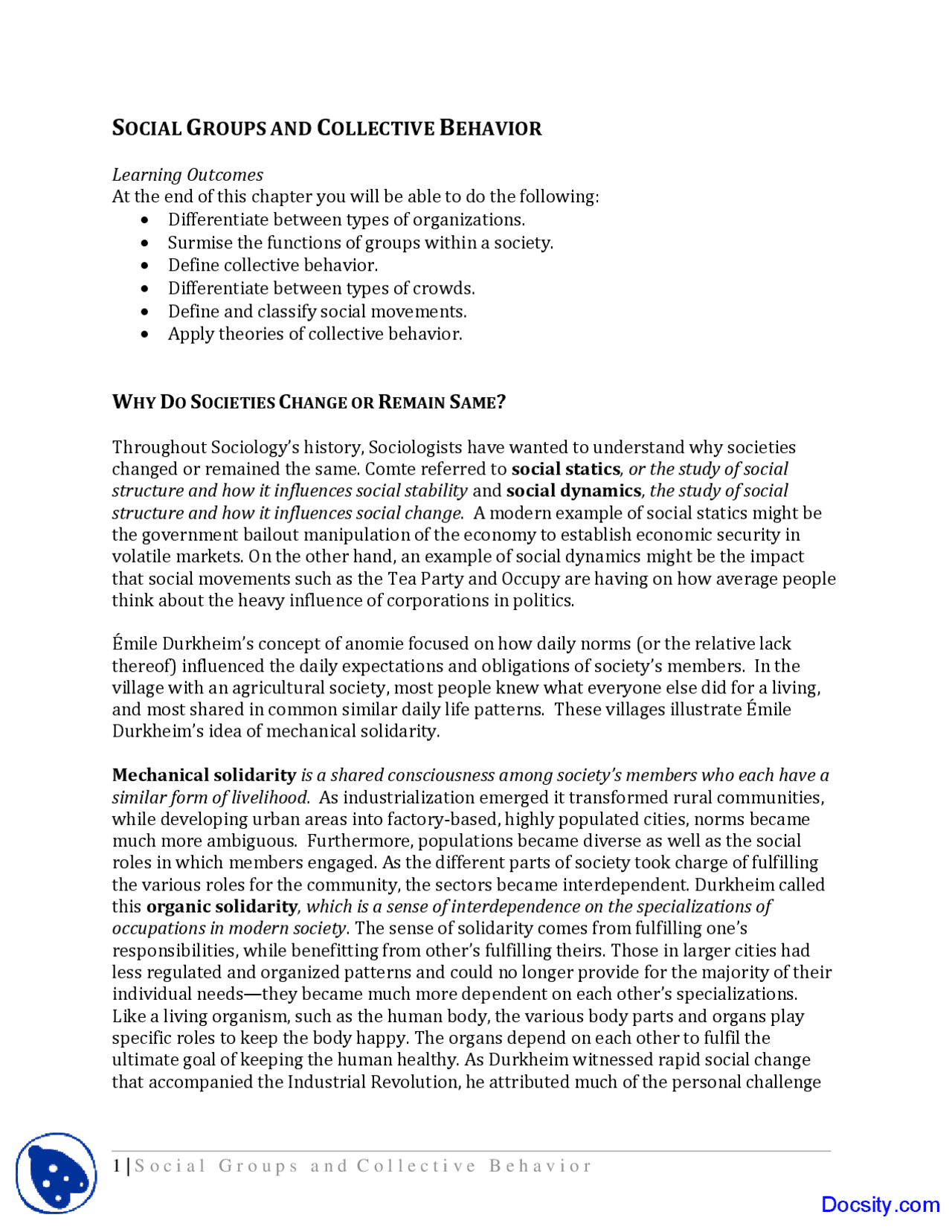 Social Groups and Collective Behavior - Basics of Sociology - Lecture ...