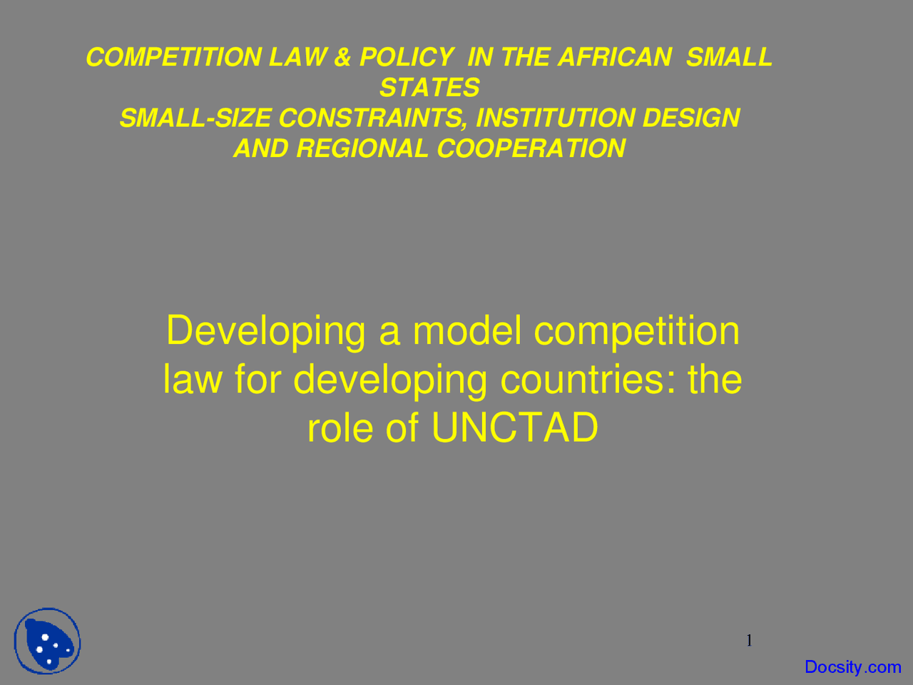 Model Competition Law - Competition Law - Lecture Slides | Slides Competition Law and Policy ...