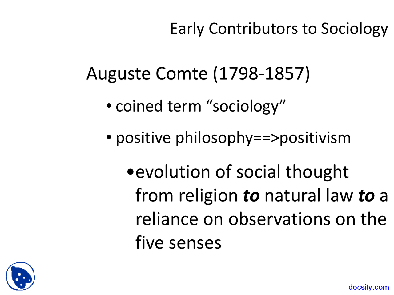 Early Contributors Introduction Sociology Lecture Slides Docsity