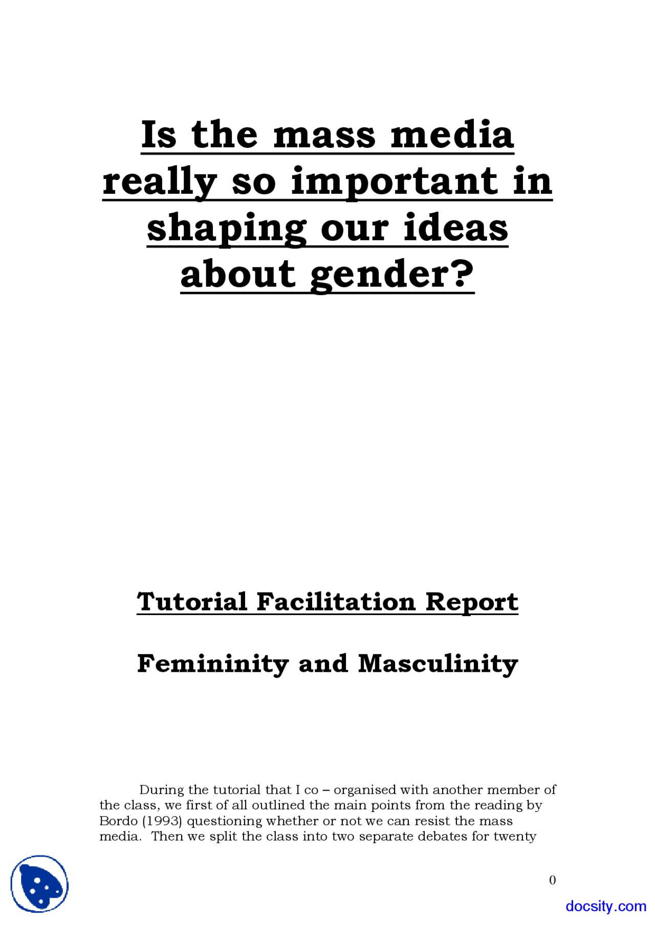 Shaping Our Ideas Femininity And Masculinity Lecture Notes Docsity
