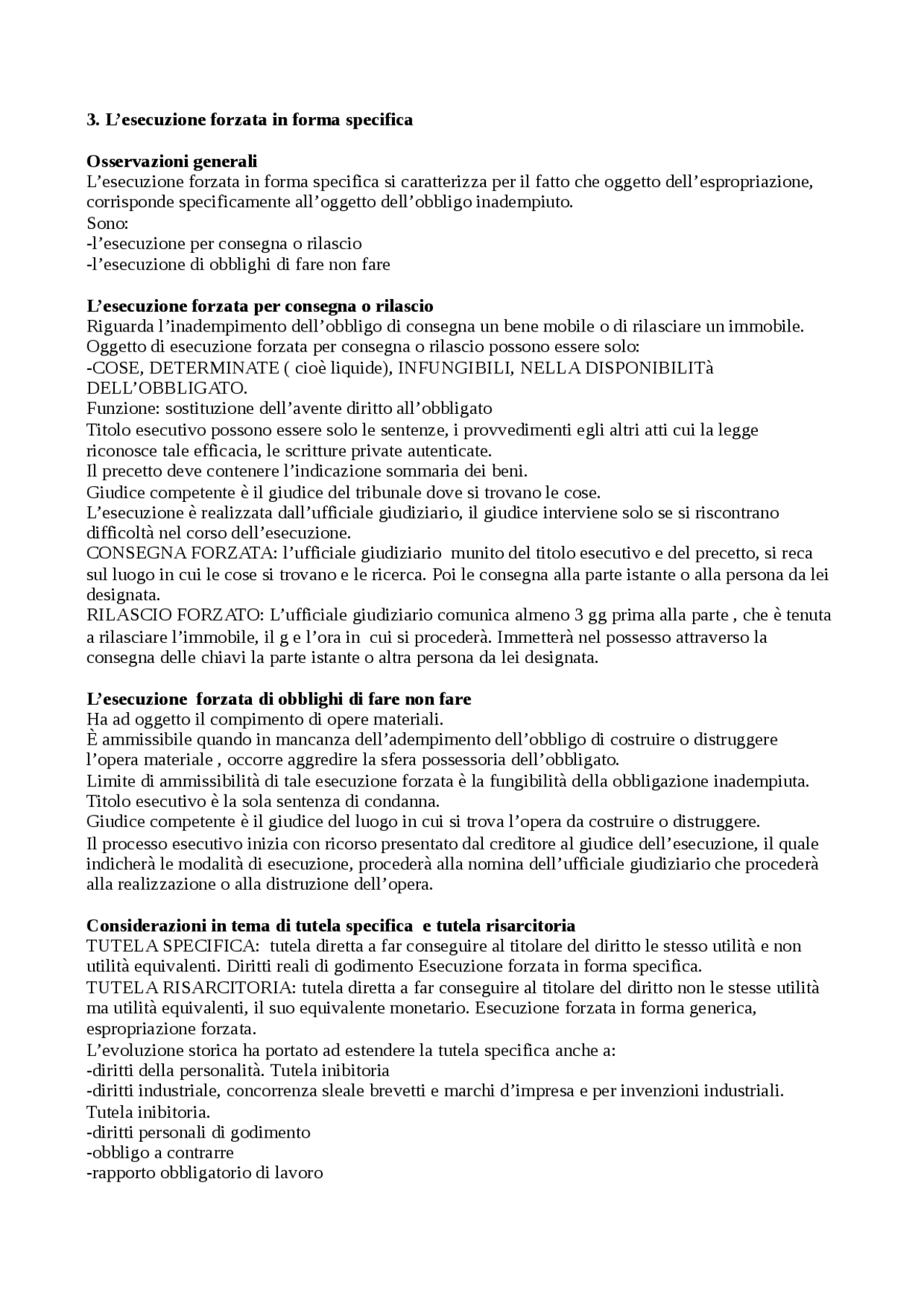 Esecuzione Forzata In Forma Specifica Docsity