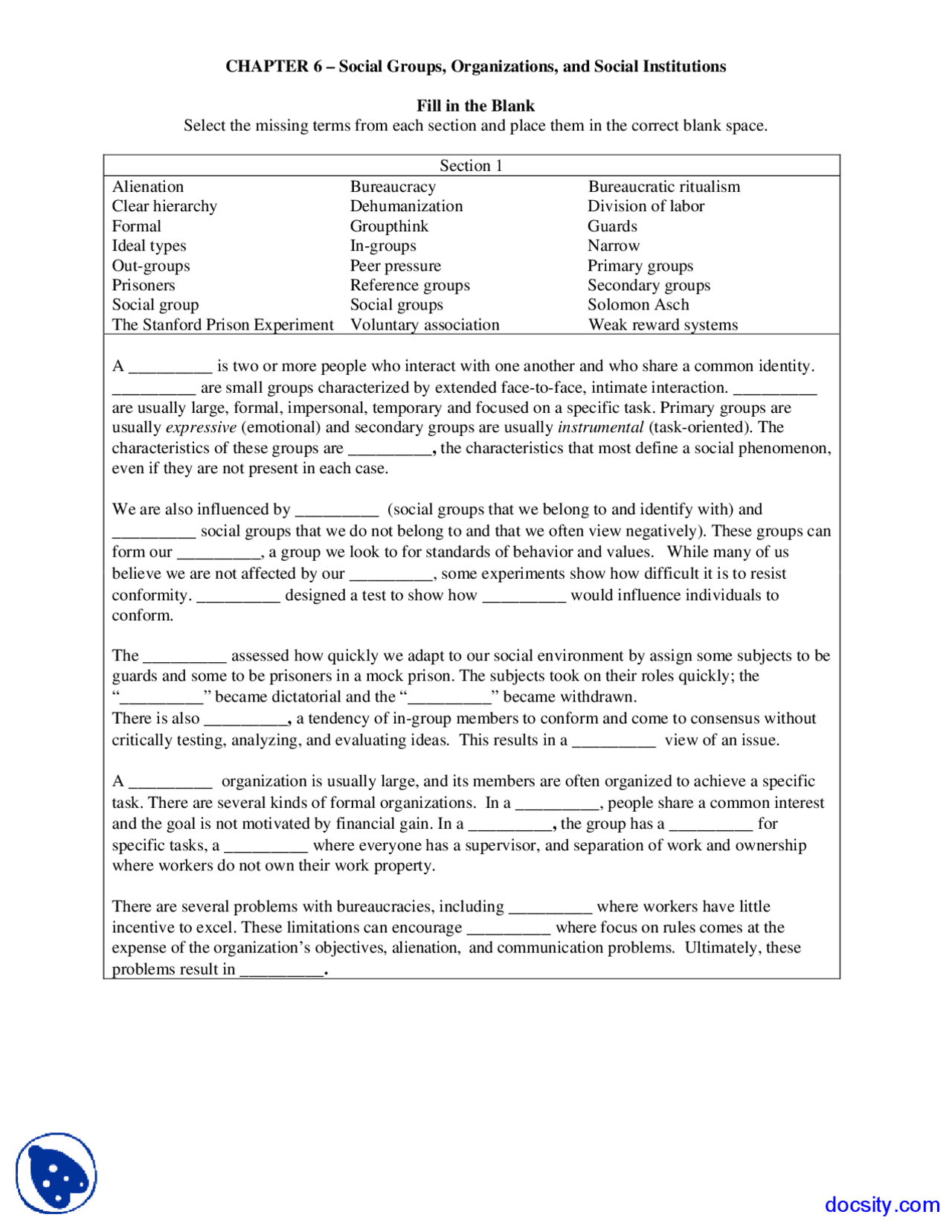 Social Groups - Sociological Imagination - Quiz | Exercises Sociology ...