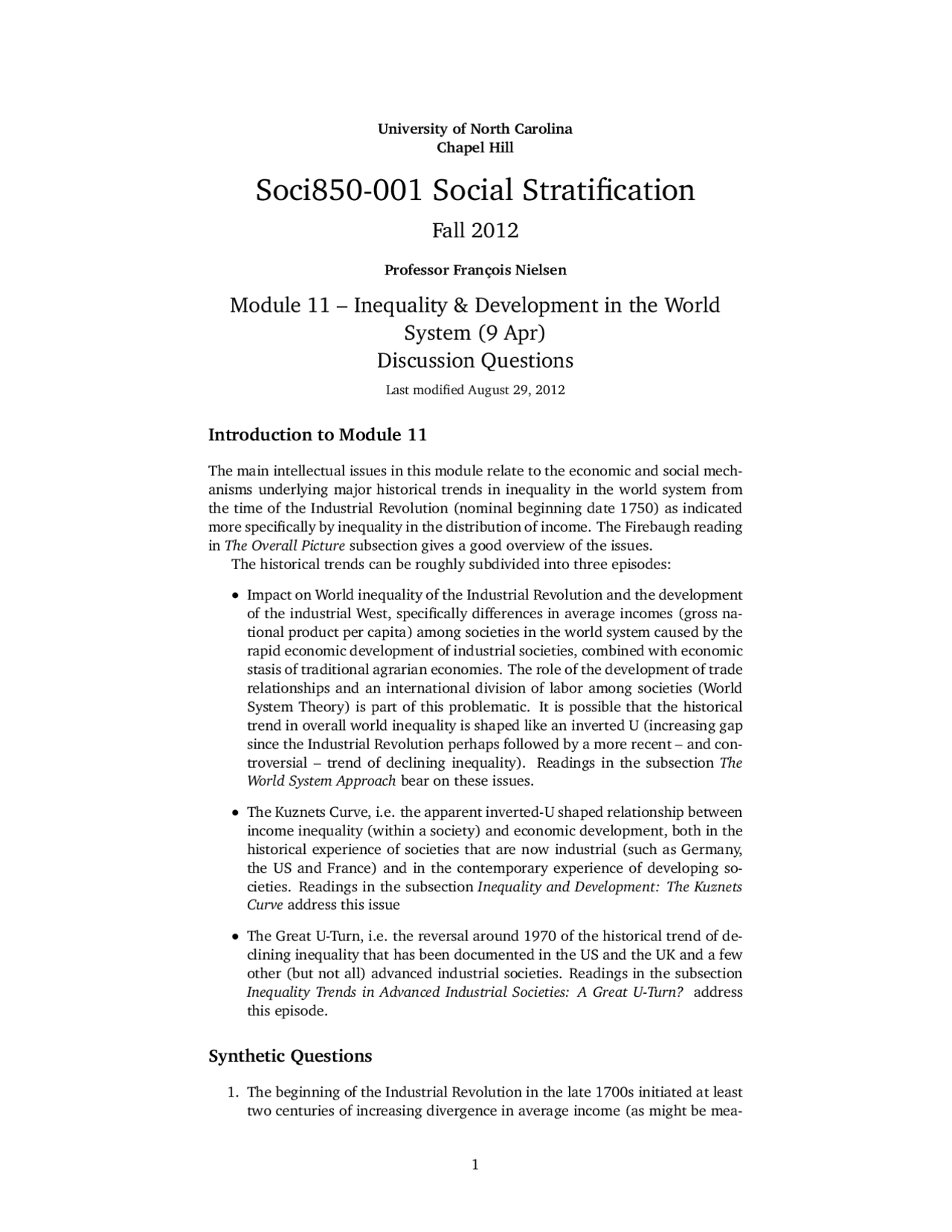 Inequality And Development Stratification Sociology Lecture Notes