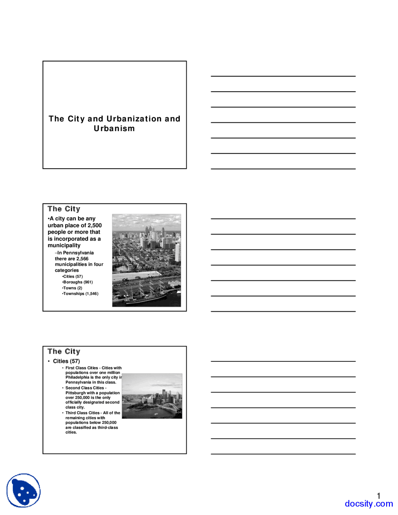 City And Urbanization Urban Sociology Lecture Slides Docsity