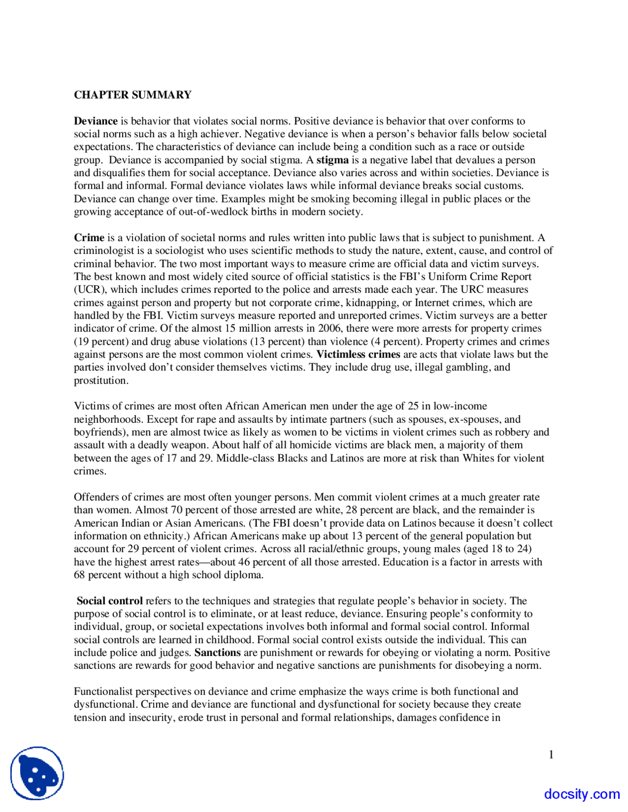 Deviance Sociological Imagination Lecture Notes Docsity