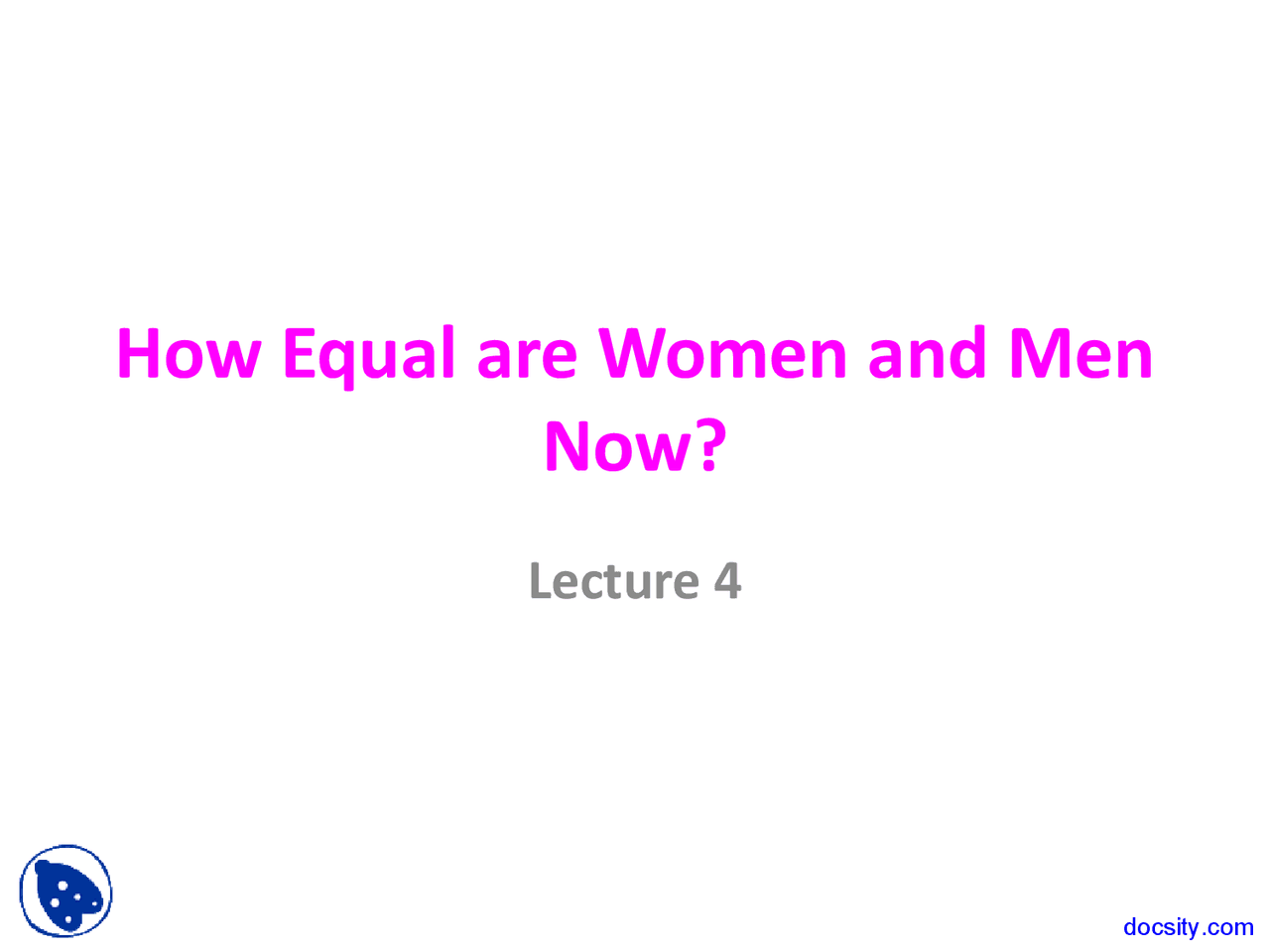 Women And Men Femininity And Masculinity Lecture Slides Docsity