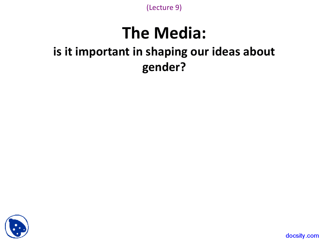 Media Femininity And Masculinity Lecture Slides Docsity