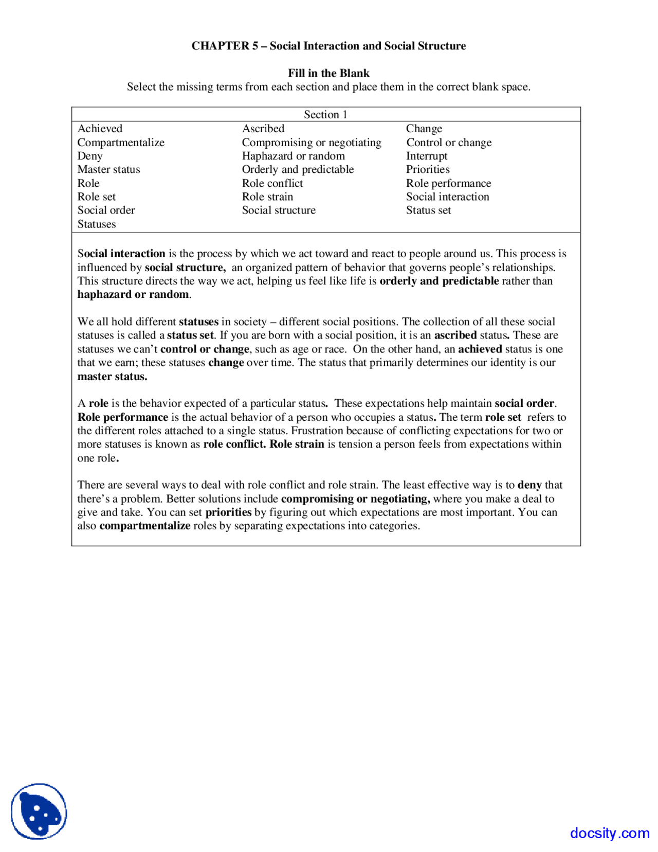 Social Structure Sociological Imagination Solved Quiz Docsity