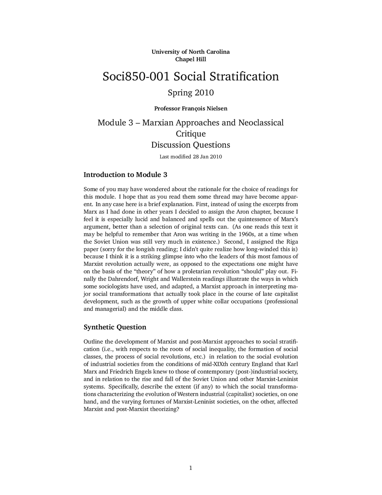 Neoclassical Stratification Sociology Lecture Notes Docsity