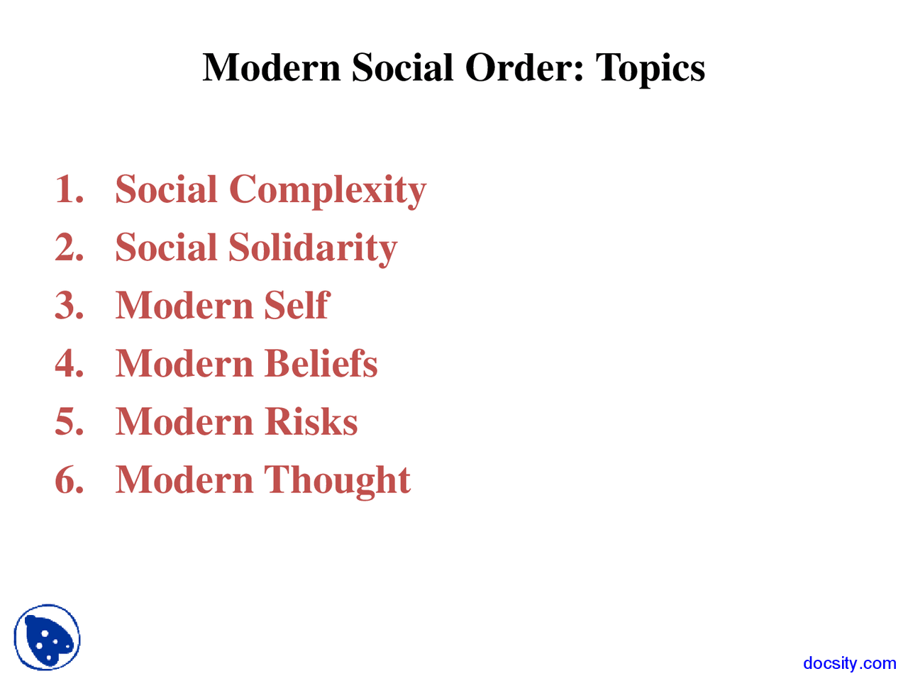 Modern Society Introduction To Sociology Lecture Slides Docsity