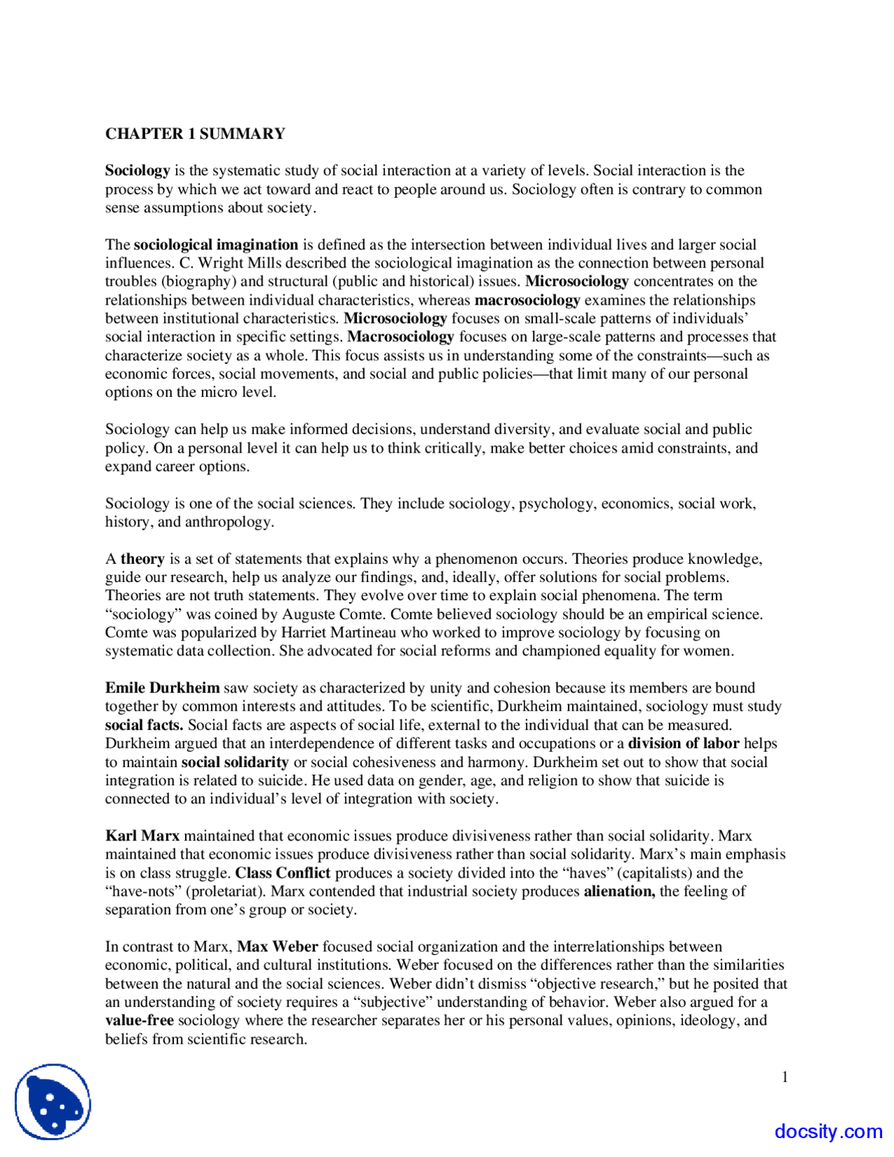 Microsociology Sociological Imagination Lecture Notes Docsity
