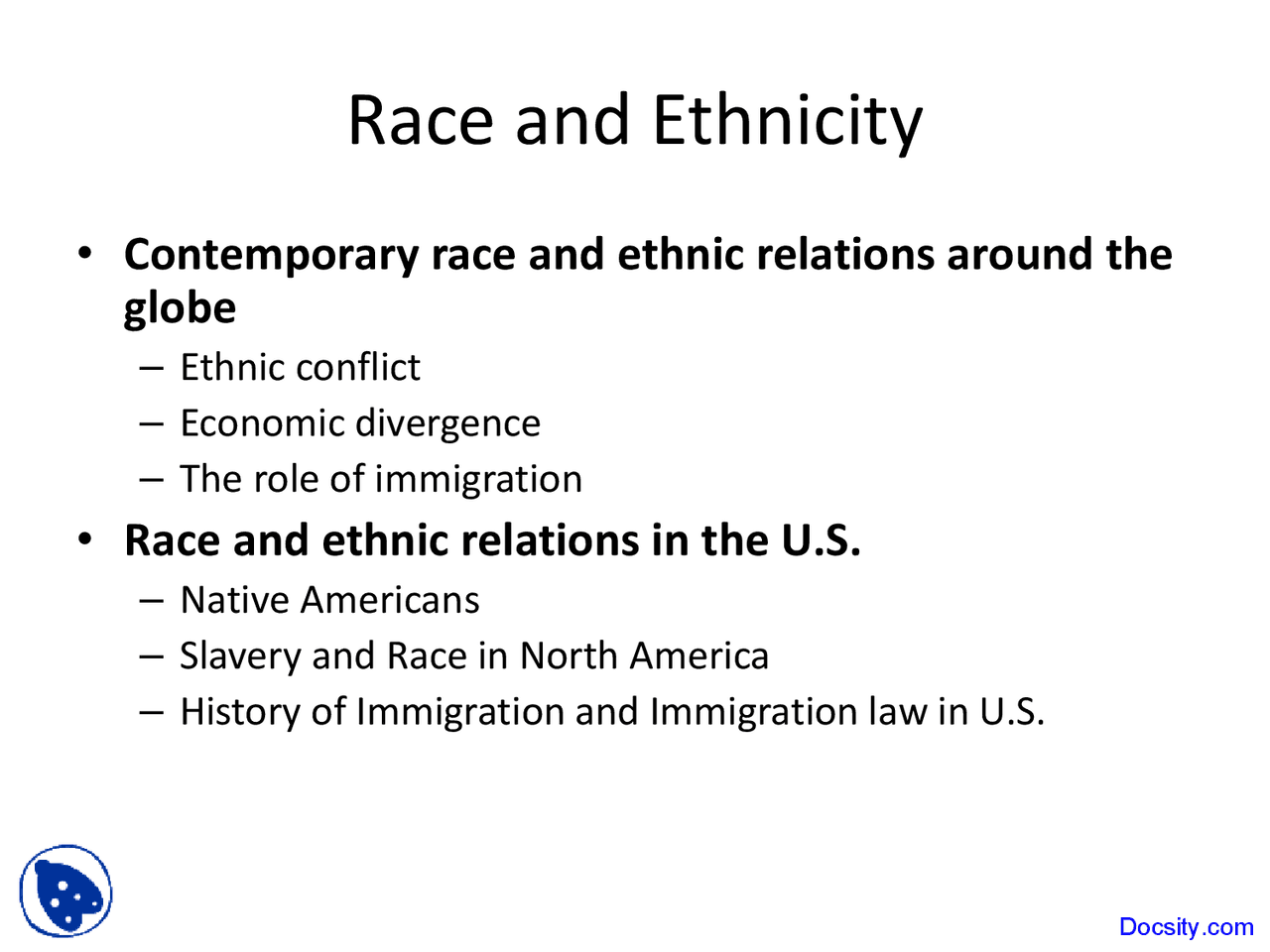 Race And Ethnicity Sociology Lecture Slides Docsity
