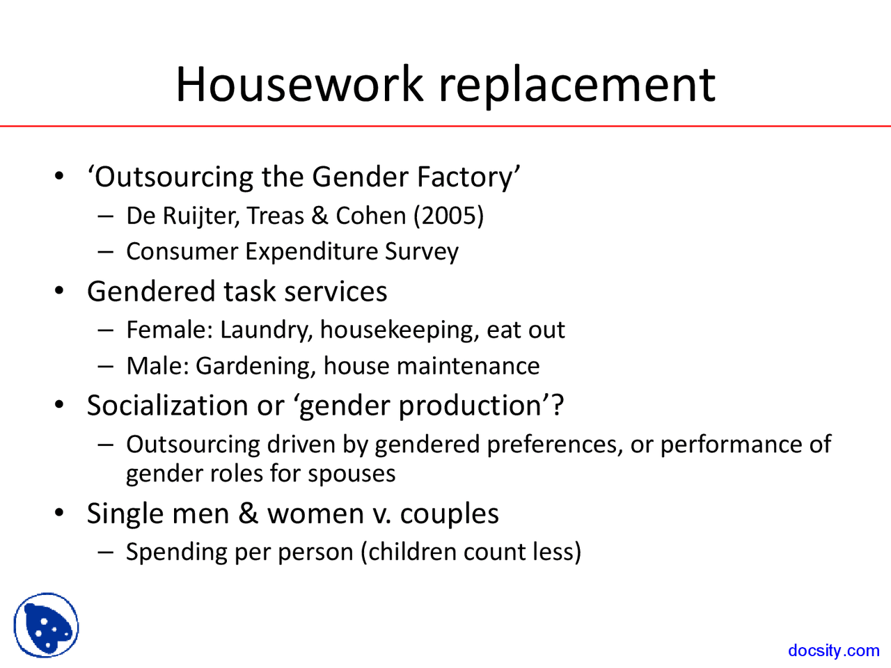 Housework Replacement Stratification Sociology Lecture Slides Docsity