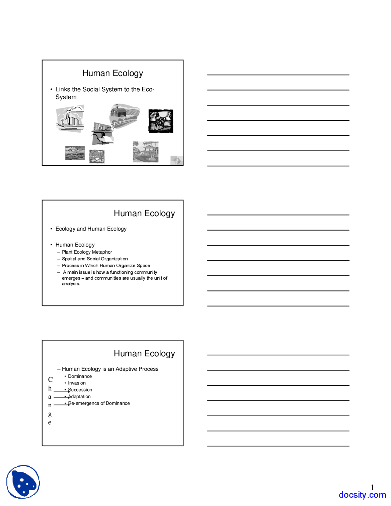 Human Ecology Urban Sociology Lecture Slides Docsity
