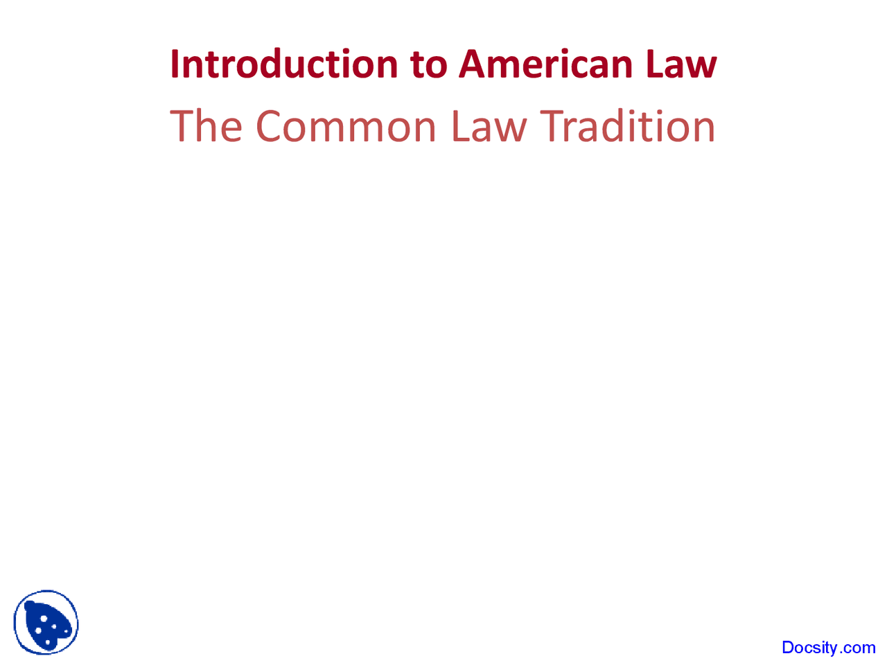 Introduction To American Law Civil Law Lecture Slides Docsity